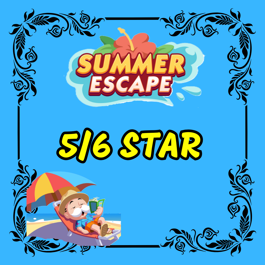 Escape Summer Album - 5/6 Star Monopoly Go Sticker – Mogosticker